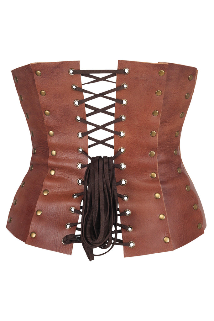 Handmade Leather Underbust Corset – Premium Quality with Antique Brass