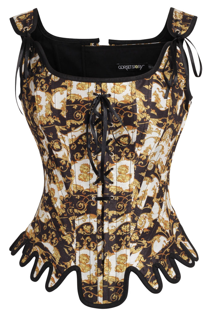 Historically Inspired Black and Gold Corset with Roman-Italian Style P